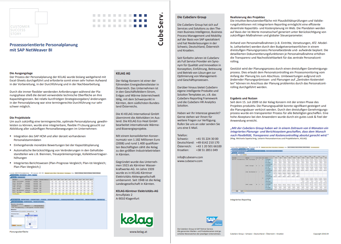 Personalplanung - KELAG - CubeServ